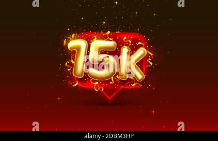 15K followers thank you card. Celebration 15000 subscribers banner ...