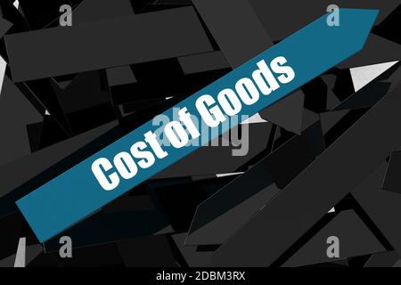 Cost of Goods word on the blue arrow, 3D rendering Stock Photo - Alamy