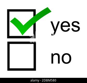 A Yes No checkbox with green yes box checked Stock Photo - Alamy