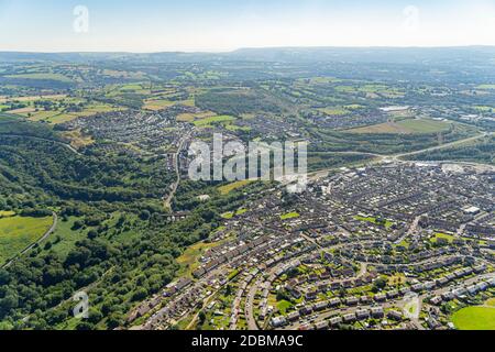 Aerial views of the South Wales Valleys Stock Photo - Alamy