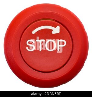 frontal shot of a red kill switch in white back Stock Photo - Alamy