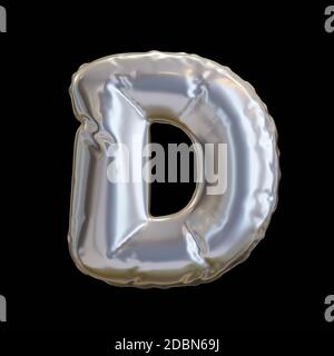 Silver Balloon Letter E, Realistic 3D Rendering on a black background ...