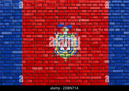 Flag of Quito painted on brick wall Stock Photo - Alamy