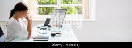 Bad Posture While Using Computer. Stressed Employee Stock Photo - Alamy