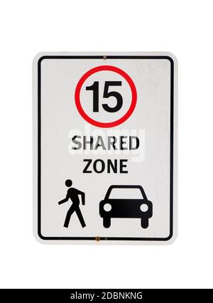 Shared space zone sign Stock Photo - Alamy