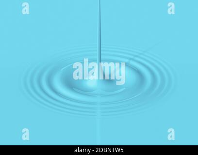 Drop of blue paint splashing and making ripple. 3D illustration Stock ...