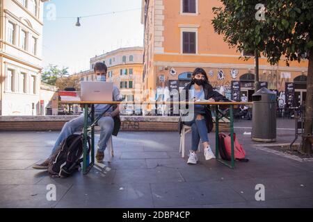 Roma, Italy. 17th Nov, 2020. Some university students in Rome, have ...