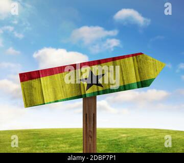 Ghana wooden direction sign on nature background Stock Photo - Alamy