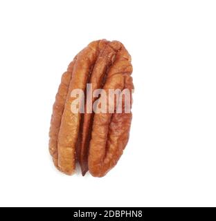 half peeled pecans isolated on a white background, top view Stock Photo ...