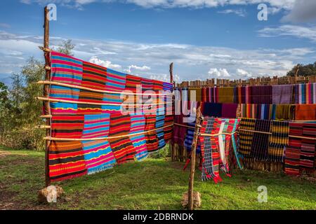 Traditional Ethiopian textiles, hand made colorful scarf on market ...