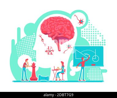 Human brain flat illustration. Scientific neuroscience. Digital ...