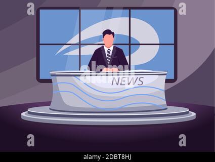 Breaking news flat color vector illustration. Male and female ...