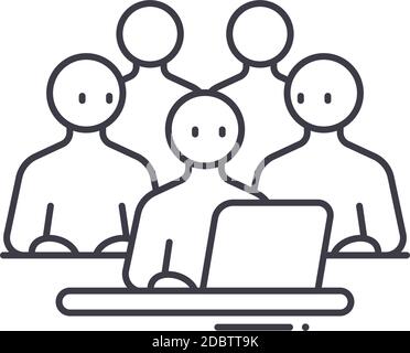 workgroup people line icon, outline symbol, vector illustration ...