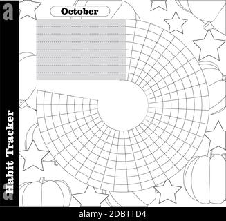 Habit tracker is empty. Bullet magazine template. Monthly planner ...
