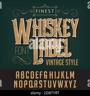 Finest Whiskey Typeface Poster with decoration on black background ...