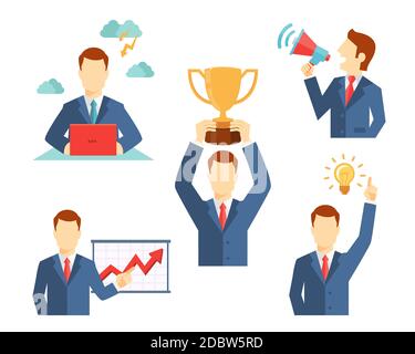 businessman with cloud computing and set icons isometric icon vector ...