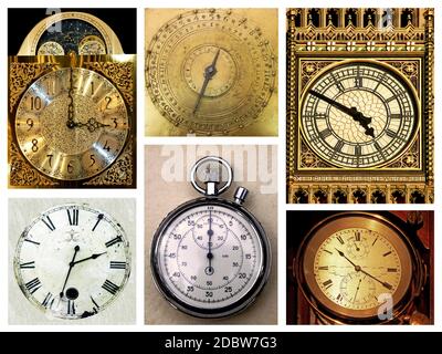 Bunch of different clocks isolated on white Stock Photo - Alamy