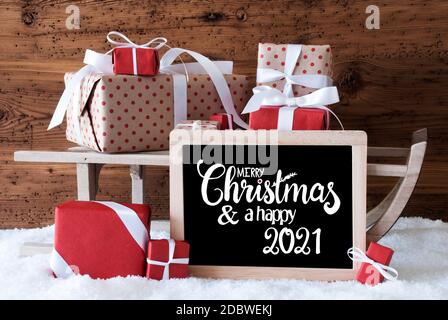 Blackboard With Egnlish Calligraphy Merry Christmas And A Happy 2020 ...