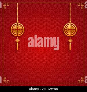 Happy New Year card. Happy Chinese new year golden text in Chinese, red ...