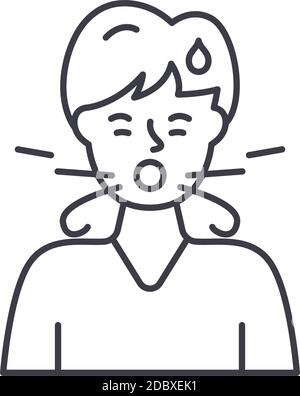 dyspnea line icon, outline symbol, vector illustration, concept sign ...