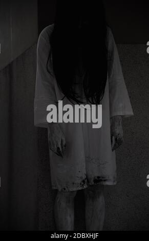 Horror woman ghost creepy stand lift 2 hands on the house, halloween ...