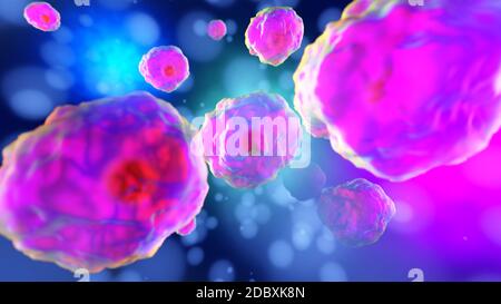 3D rendered Illustration of colourful cells under the microscope Stock ...