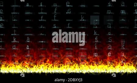 database in fire flame abstract background, render illustration Stock ...