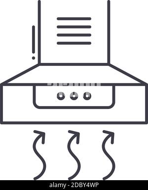 Range hood linear icon. Kitchen extractor fan. Thin line illustration ...
