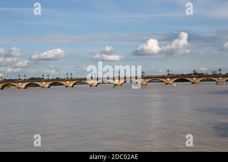 Famous bridge Pont de Pierre, Bordeaux, Aquitaine, France Stock Photo ...