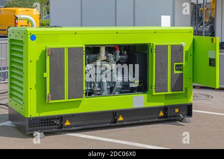 Auxiliary Electric Power Diesel Generator Box Behind Building Stock ...