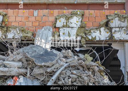 Building Rubble Concrete and Rebar,the ruins of a building after it was ...