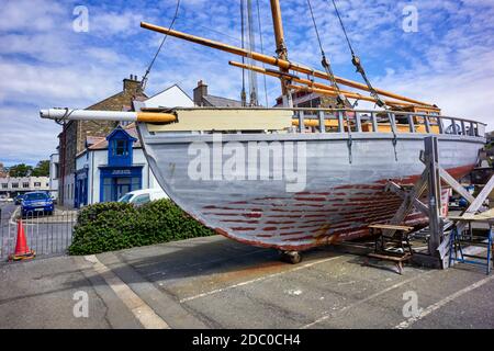 Manx Nobby fishing boat White Heather showing detail of construction ...