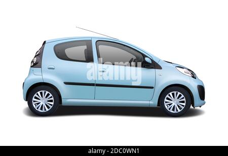 French sport hatchback car, side view isolated on white background ...