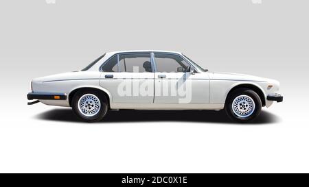 Jaguar XJ premium car side view isolated on white background Stock ...