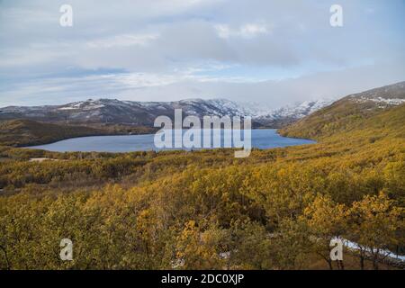 Sanabria lake in winter with snow, Castilla y Leon, Spain Stock Photo ...