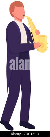 Saxophone semi flat color vector object Stock Vector Image & Art - Alamy