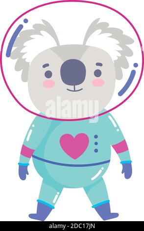 Space travel and cute koala astronaut square banner vector illustration ...