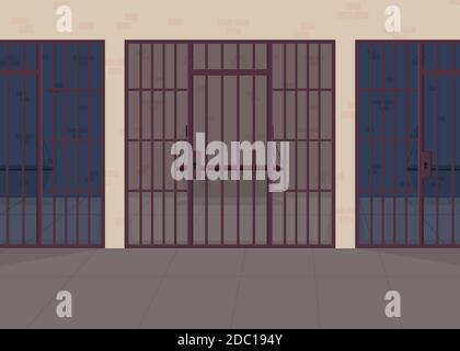 Prison jail interior graphic color sketch illustration vector Stock ...