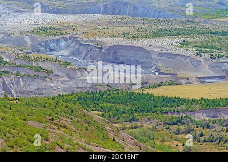 Stream Cutting Through the Pyroclastic Flow in Mount St Helens Volcanic ...
