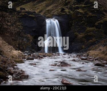 Waterfall, Helgufoss, Iceland Stock Photo - Alamy
