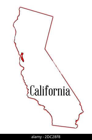 State map outline of California over a white background Stock Photo - Alamy
