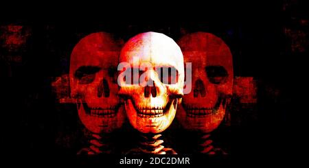 Halloween Human Skull Background with Rotting Skeleton Stock Photo - Alamy