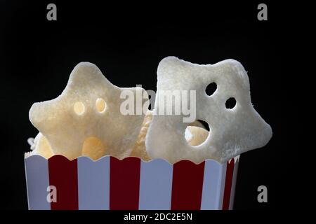 Bucket of Halloween scary ghost chips, various Halloween horror ghost ...