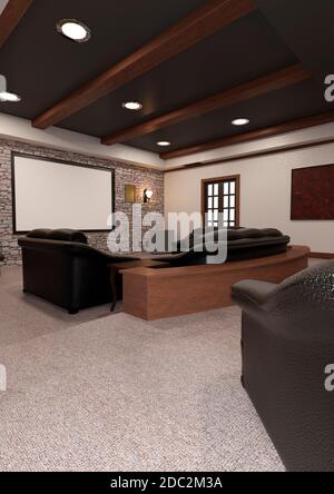 3D rendering of a home theatre interior Stock Photo - Alamy