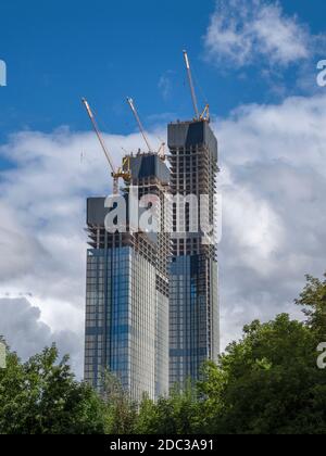 Construction of a high-rise building. Reinforced concrete frame of a ...