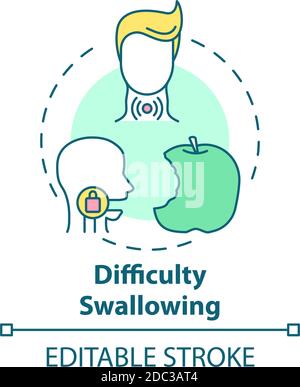difficulty swallowing disease symptom line icon vector illustration ...