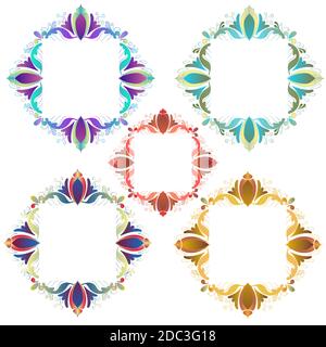 A set of beautiful frames. Multicolored gradient square frames on a ...