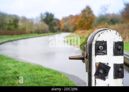 Lock paddle winding cog and ratchet mechanism typical of the locks on ...
