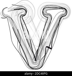 Hand draw font. LETTER v. Vector illustration Stock Vector Image & Art ...