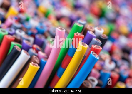 Colored electric copper cable closeup Stock Photo - Alamy